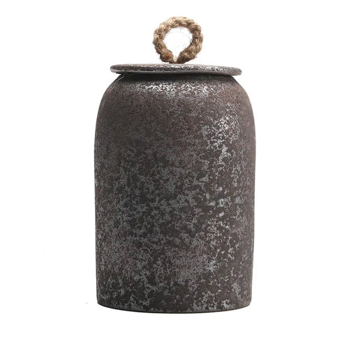 Bronze Rustic Japanese Ceramic Canister 15cm | Arkaim Home